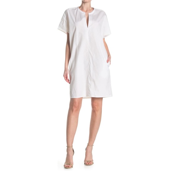 Vince | Dresses | Vince Popover V Neck Short Sleeve Cotton Boxy Shift ...